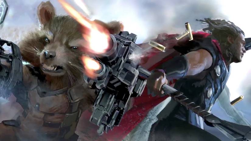 Avengers: Infinity War Art - Rocket Raccoon Teams With Thor