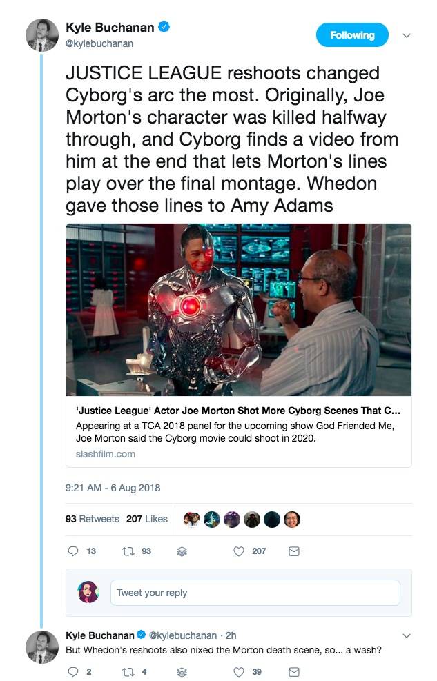 Justice League Reshoots Changed Cyborg Story The Most