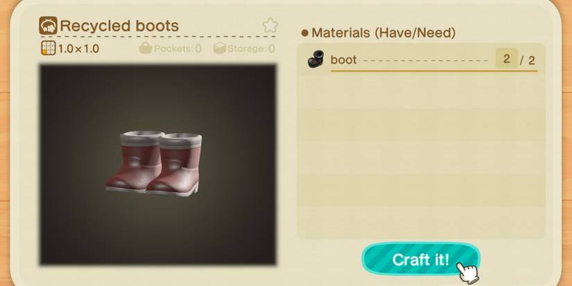 Animal Crossing New Horizons: How to Craft Boots from Fishing