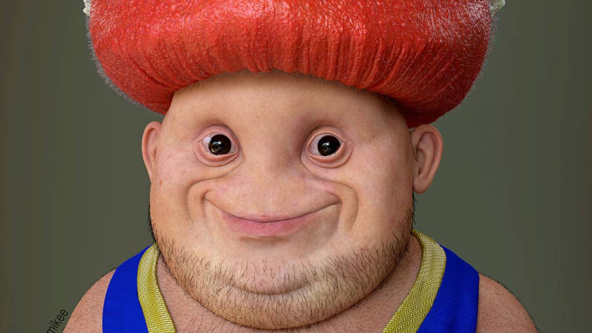Artist's Rendering Of Super Mario Human Toad Is Nightmare Fuel