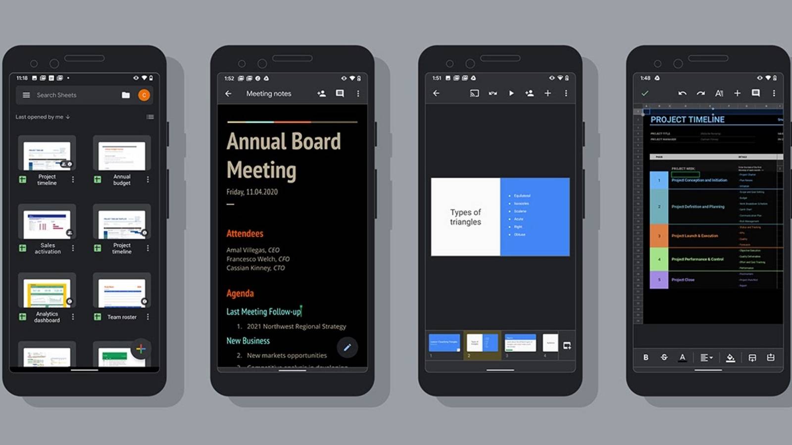 Google Docs, Sheets, & Slides Android Apps Gain Dark Mode Support