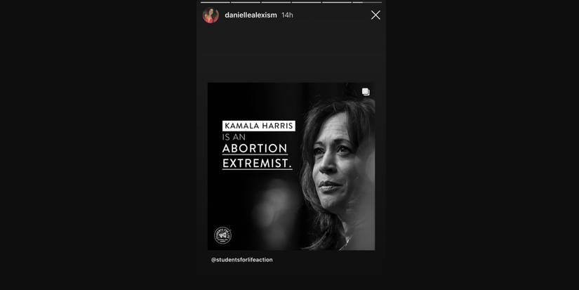 BB14's Danielle Shares Post Calling Kamala Harris An 'Abortion Extremist'