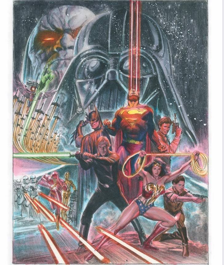 Star Wars & DC Crossover Art Unites Heroes Against Vader & Darkseid