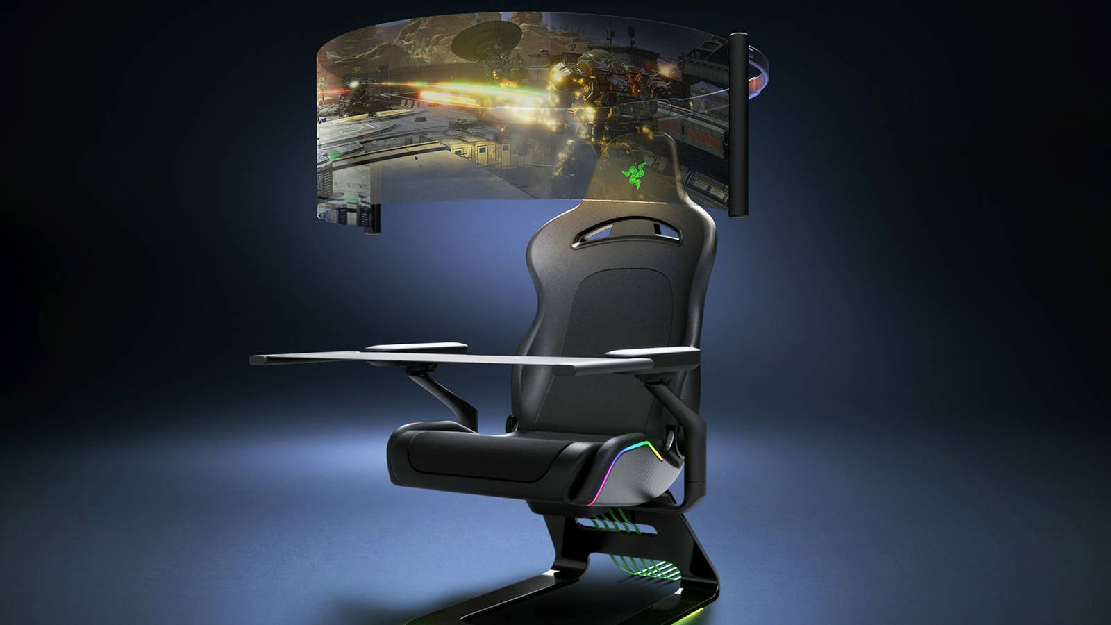 Razer's Futuristic Gaming Chair Concept Has a Flexible Screen Built In