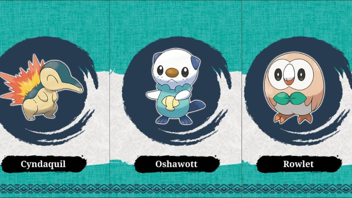 Pokémon Legends: Arceus Starters Are Rowlet, Cyndaquil, & Oshawott