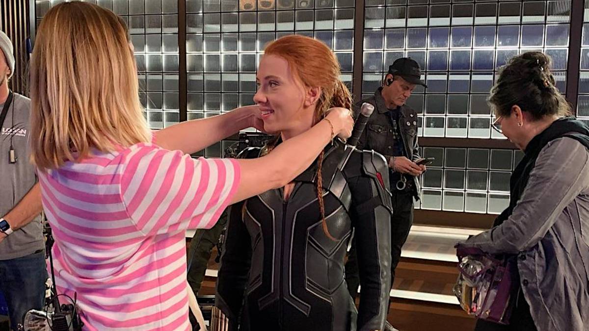 Scarlett Johansson Wears New Black Widow Costume in BTS Photo