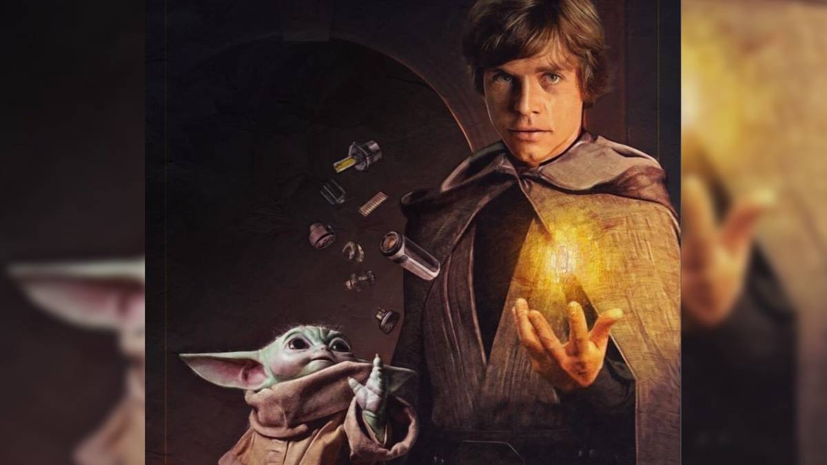 Grogu & Luke Build a Lightsaber in Official Comic-Con@Home Poster