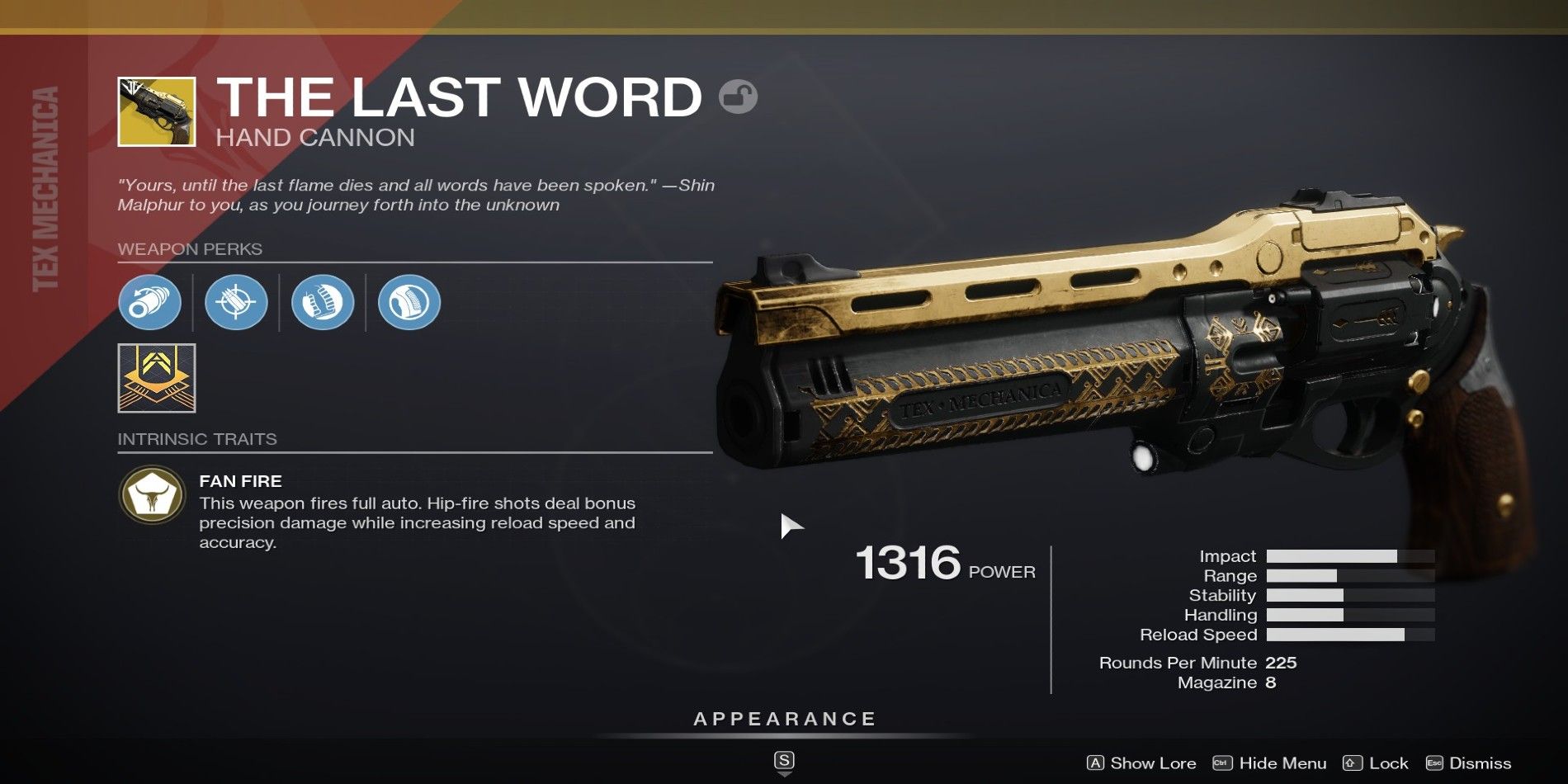 Destiny Exotic Hand Cannons