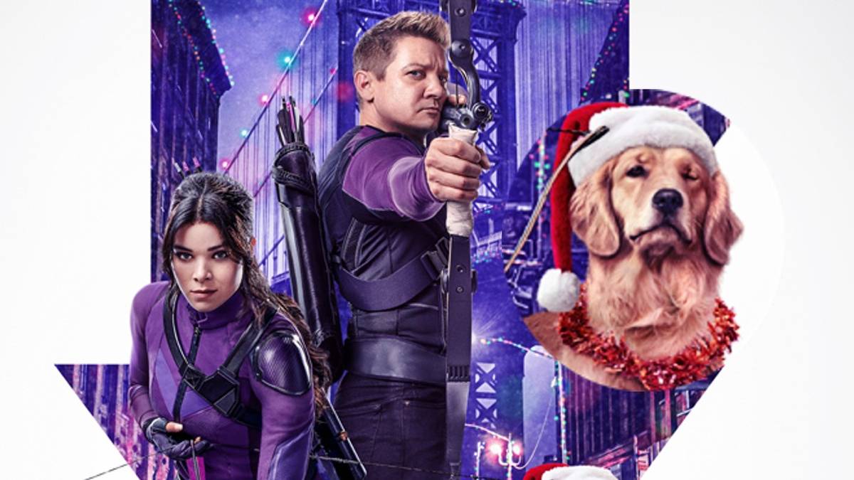 Hawkeye Poster Shows Pizza Dog Dressed as Santa & Clint Alongside Kate