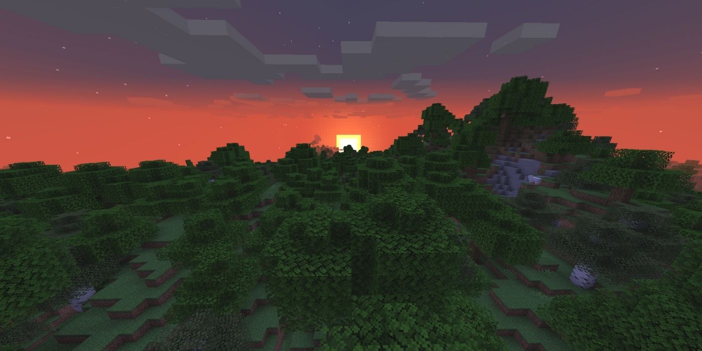 Minecraft Biome Display Shows Sunrise In Three Worlds At Once