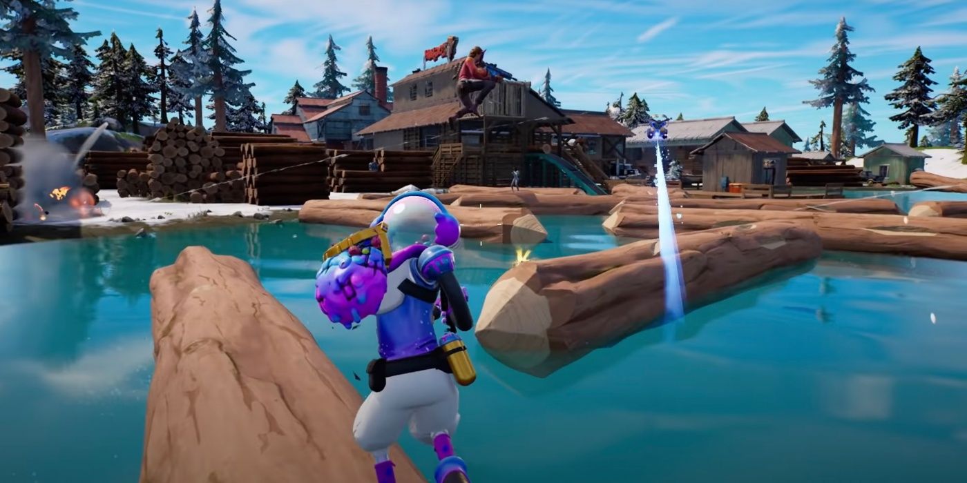 Fortnite Player Uses New Trees to Quickly Cross Lakes