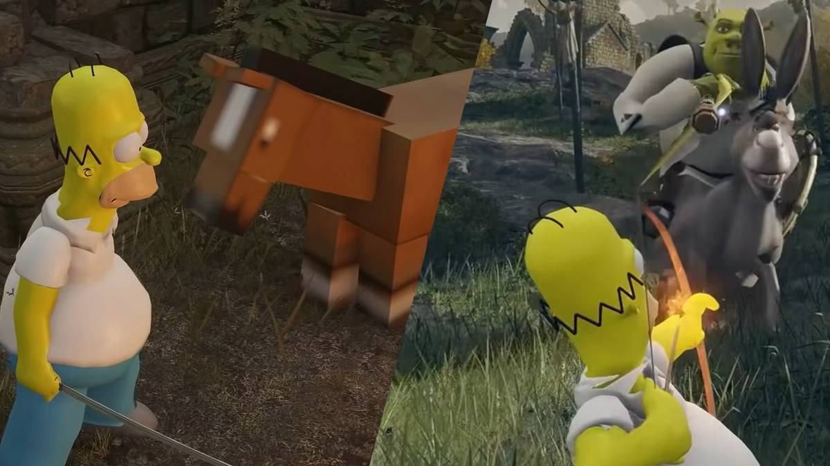 Chaotic Elden Ring Video Pits Homer Simpson Against Shrek & Donkey