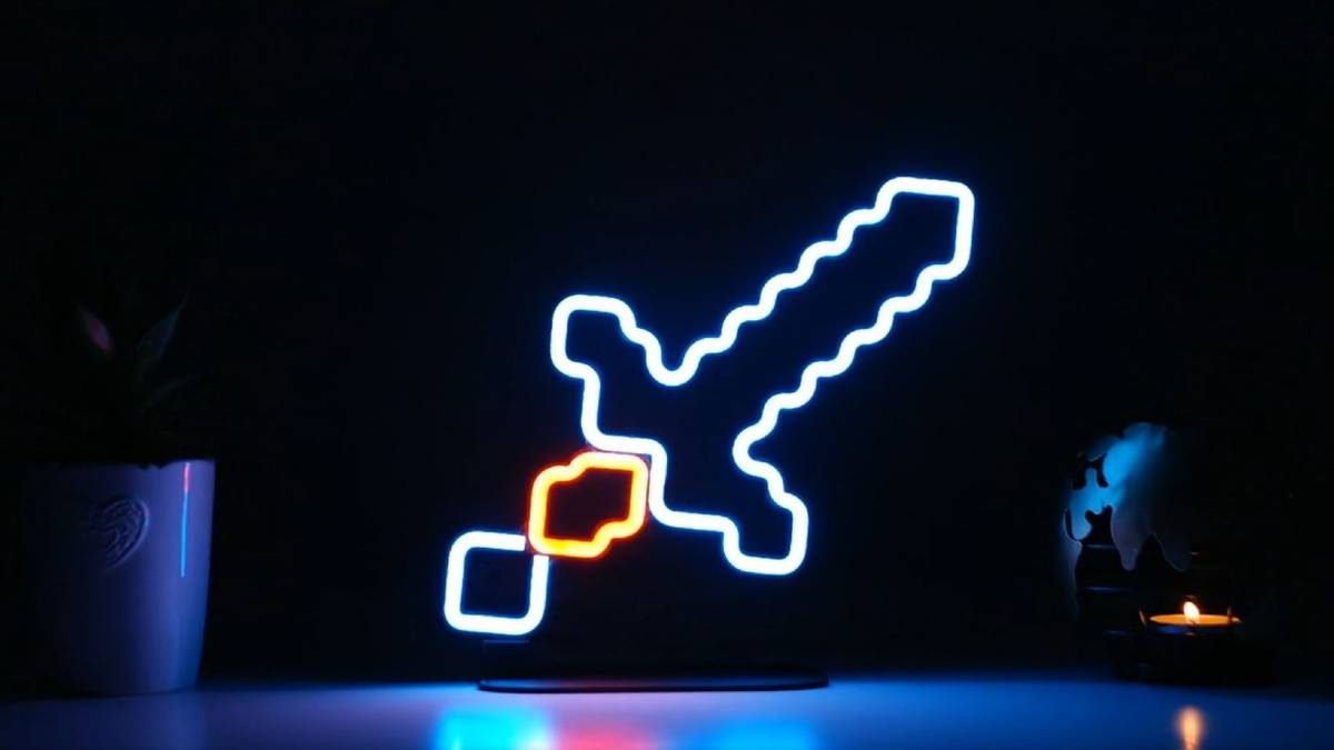 Neon Minecraft Sword Makes For A Stylish Decoration