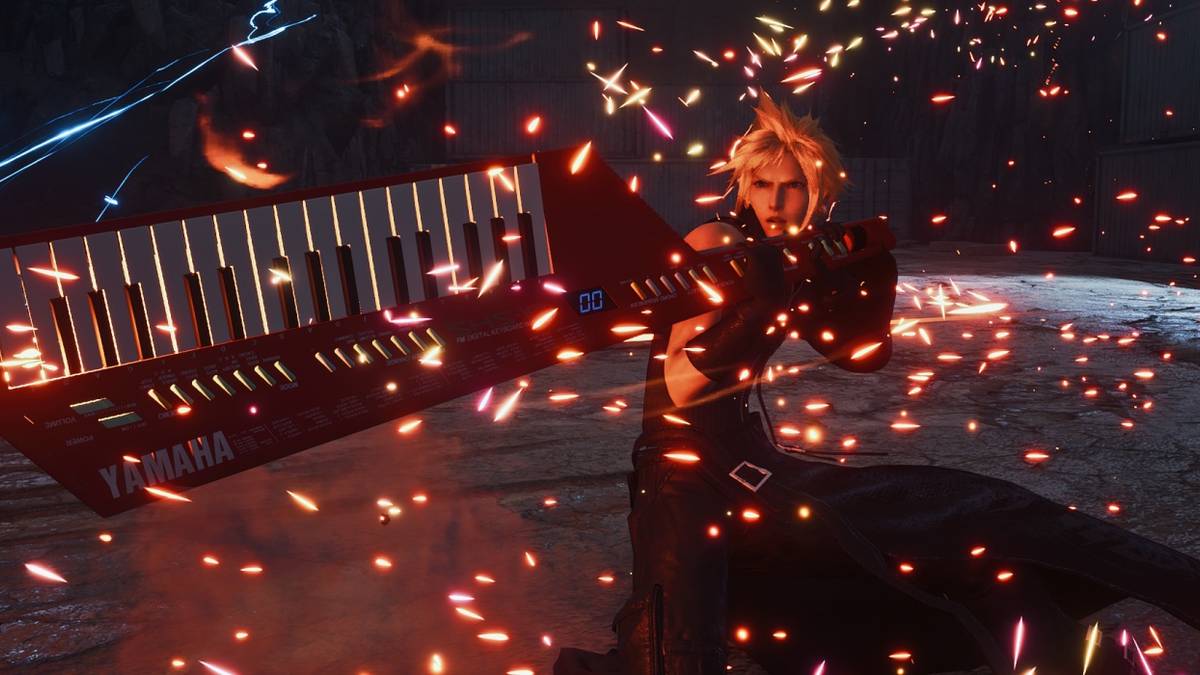 FF7 Remake: Cloud Fights With A Keytar Sword In Ridiculous Mod