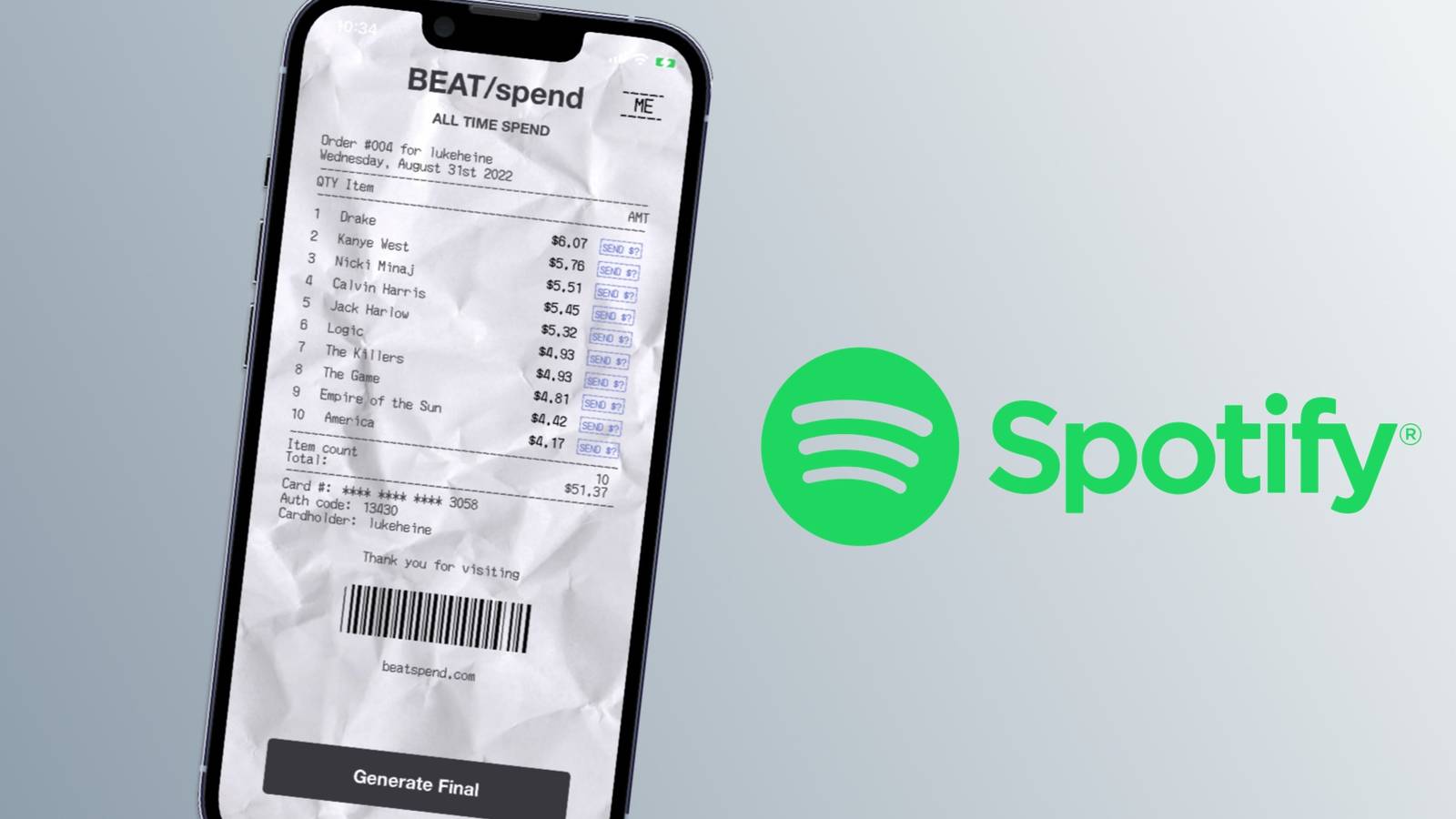 Beatspend For Spotify: How To Get A Receipt Of Your Favorite Artists