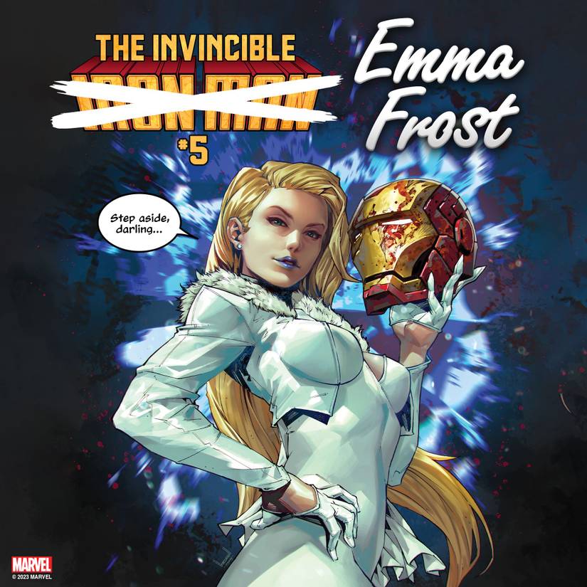 Iron Man's Long-Awaited Romance with Emma Frost Arrives in New Cover Art