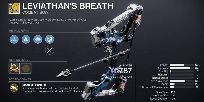 Destiny 2: How To Get The Leviathan's Breath Exotic Bow (& Catalyst)