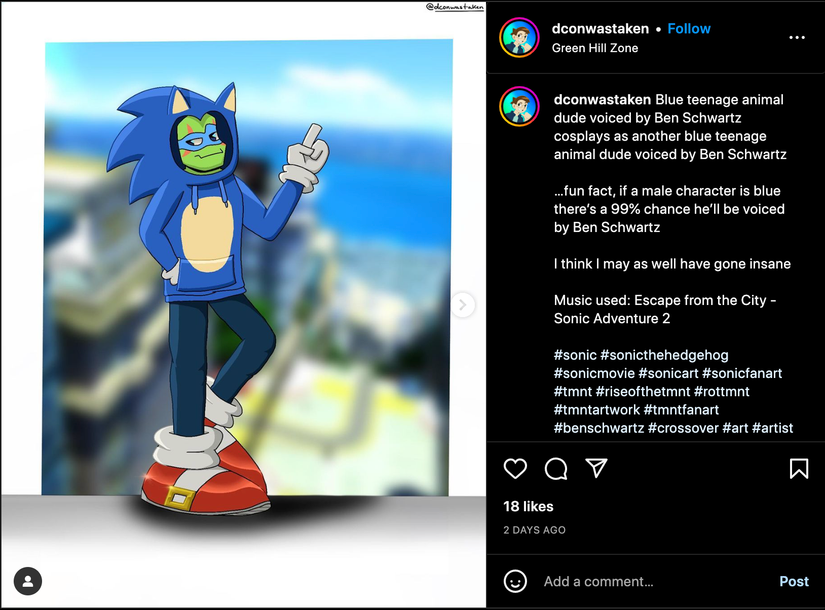 Teenage Mutant Ninja Turtles' Leonardo Cosplays As Sonic In Fan Art