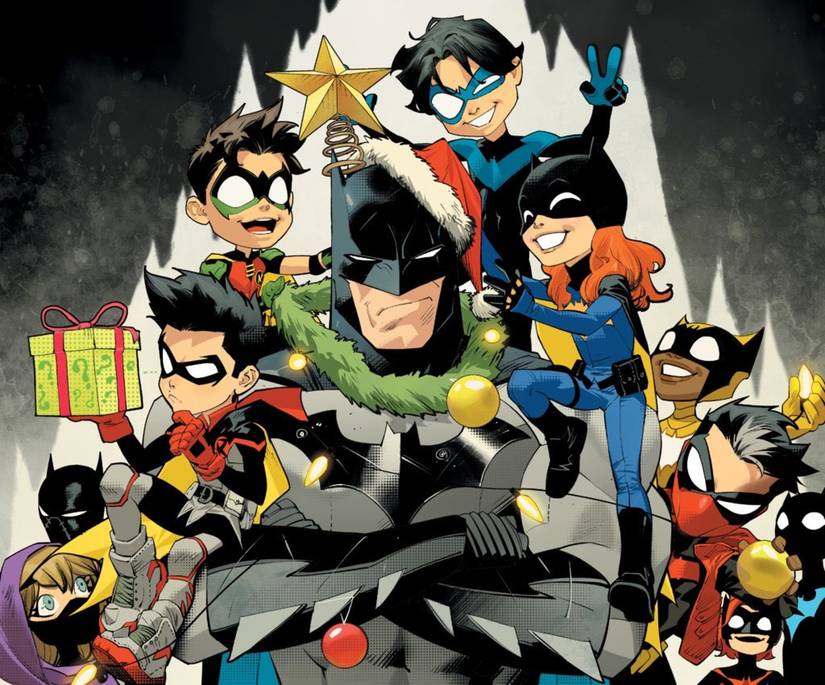 Batman Becomes the Bat-Family's Adorable Christmas Tree in Official Art