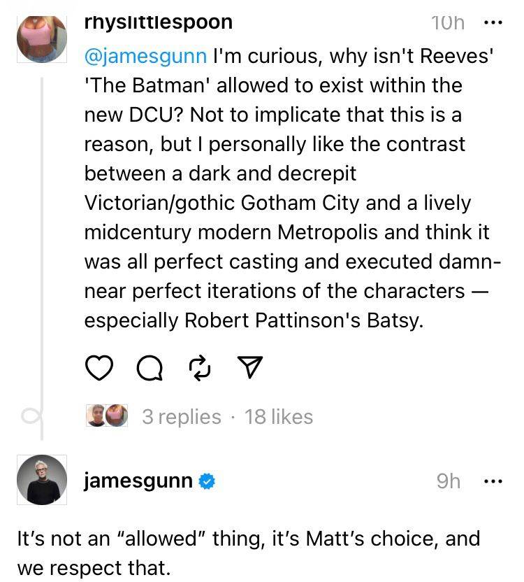 James Gunn Clarifies Why The Batman Isn't Part Of The DCU