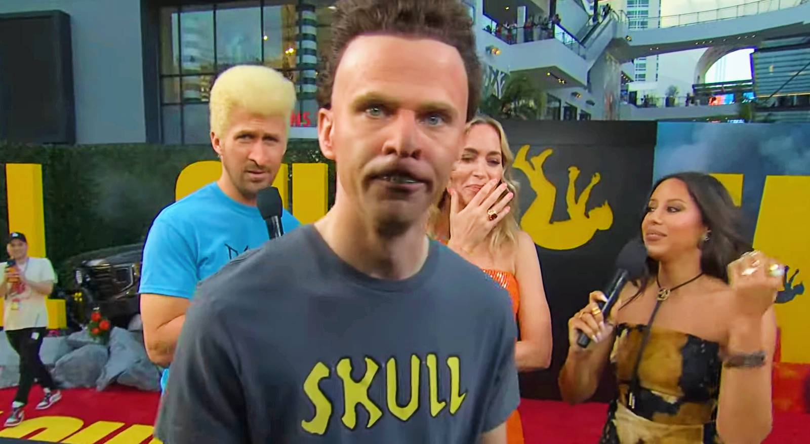 Ryan Gosling & Mikey Day Bring SNL’s Beavis & Butt-Head Sketch To Fall Guy Premiere, Interview ...