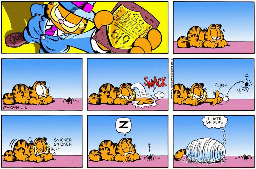15 Funniest Garfield Comics Where He Tries to Swat a Spider