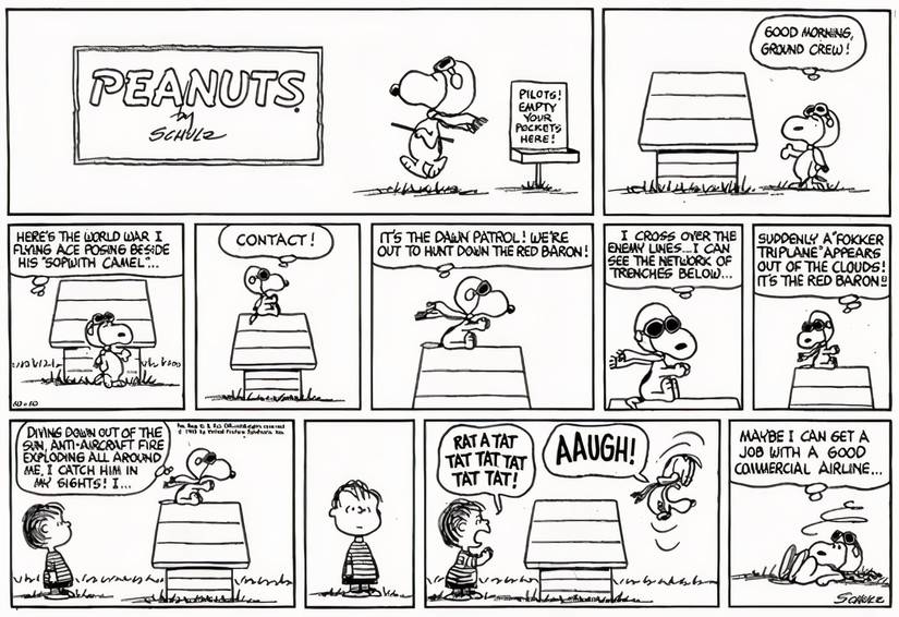 Snoopy's "WWI Flying Ace" Alter Ego From Peanuts, First Appearance ...