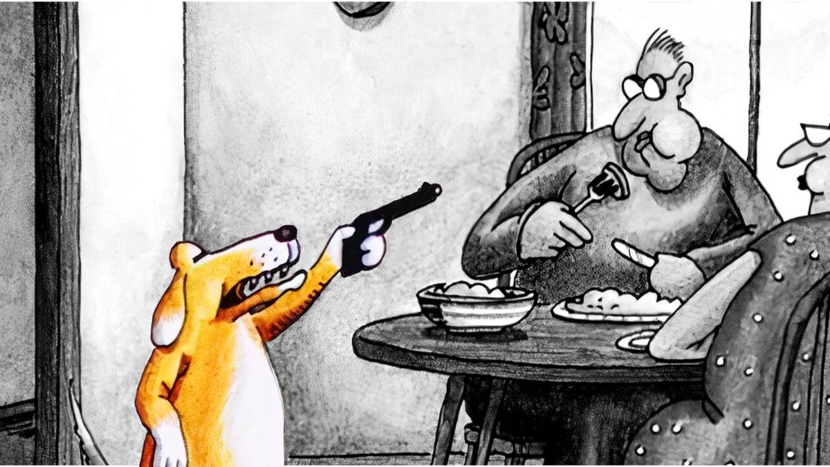 Why The Far Side's "Dog With Gun" Comic (And Its "Sequel") Illustrate ...