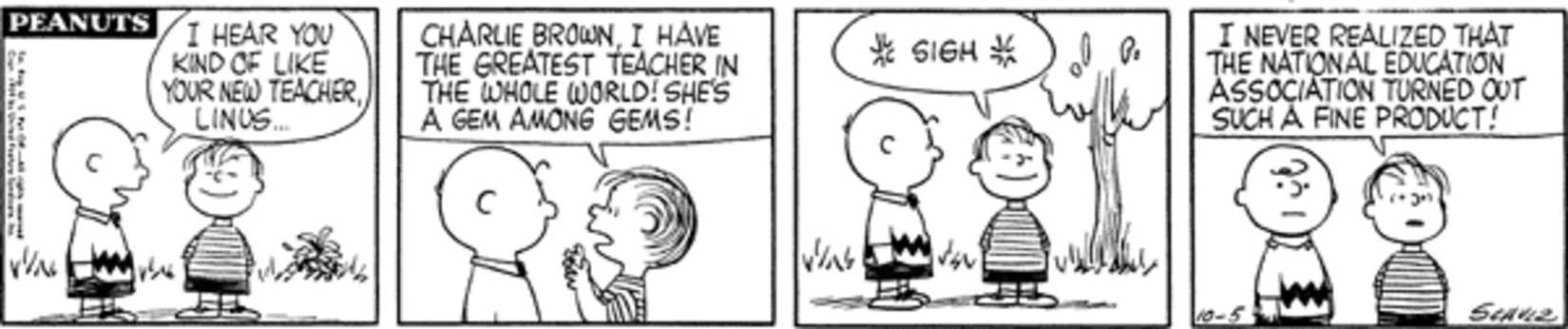 10 Funniest Peanuts Comics Where Linus Adores His Teacher Miss Othmar