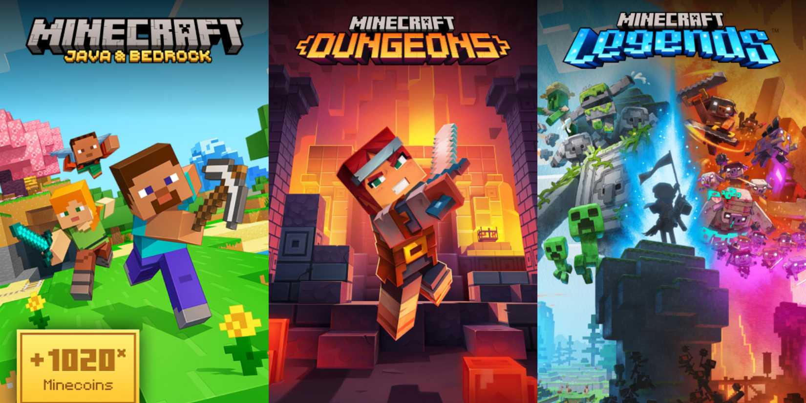 All Three Games In Minecraft Triple Bundle (& How Much It Costs)