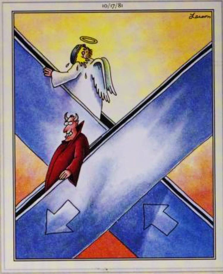 9 Hilarious Far Side Comics About Elevators And Escalators