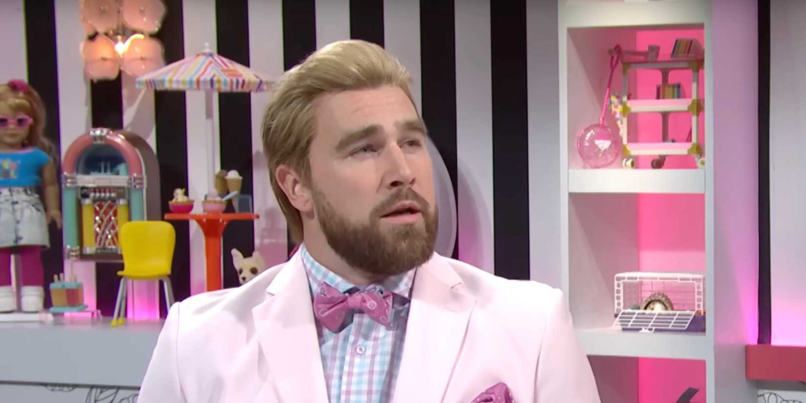 Travis Kelce Pink Suit